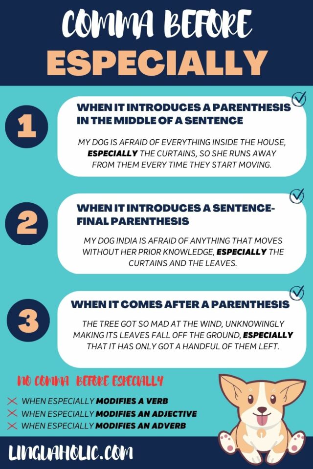 Comma before “especially” — All The Rules & Examples