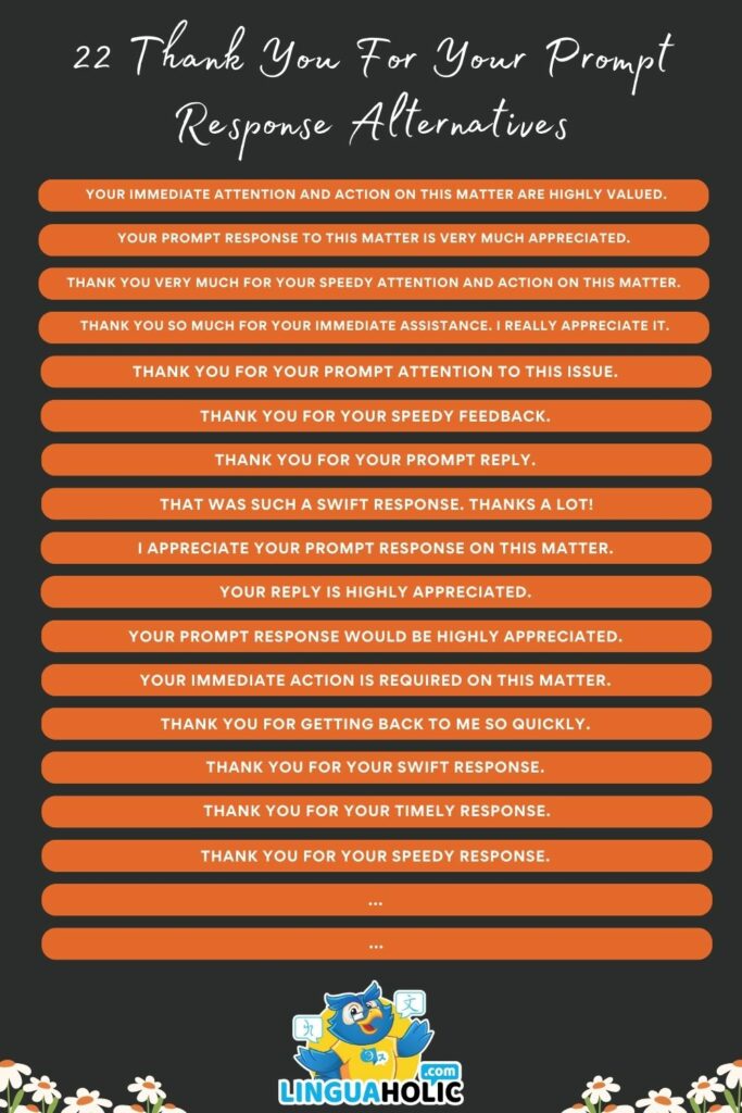 22 Other Ways to Say "Thank you for your prompt response"