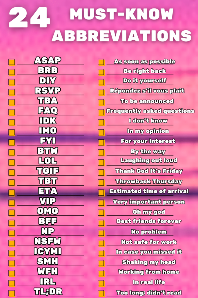 24 Must-Know English Abbreviations